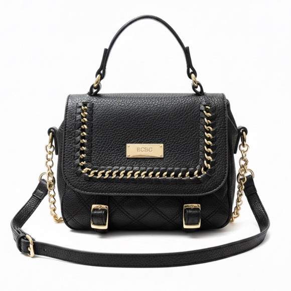 BCBG | Bags | Bcbg Black Crossbody Bag With Gold Chain Detail Stylish A ...